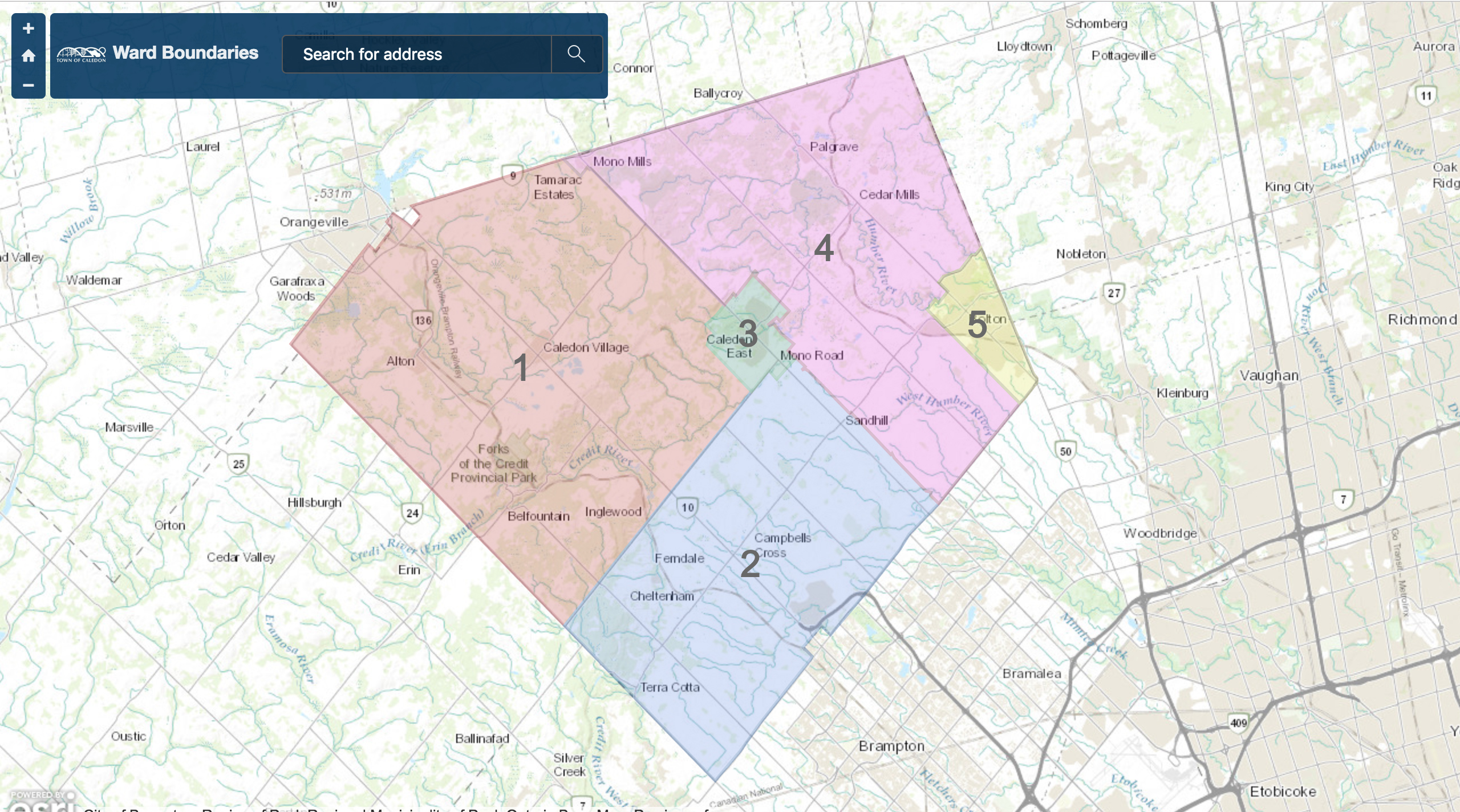 Town of Caledon Ward Map – Lifeology 101